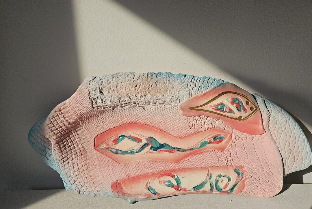 Vintage Gail Markiewicz Ceramic Art Abstract Pottery Patchwork Textured ...