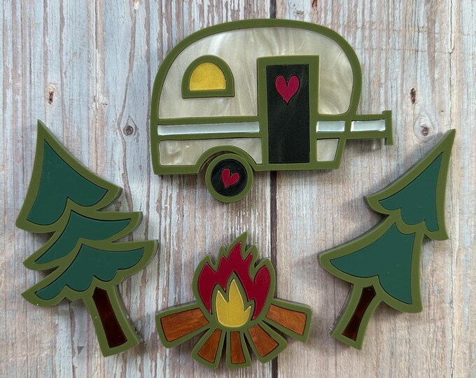 Camping Magnet Set, Campfire Decor, Nature Lover Gift, Hiker Gift ...