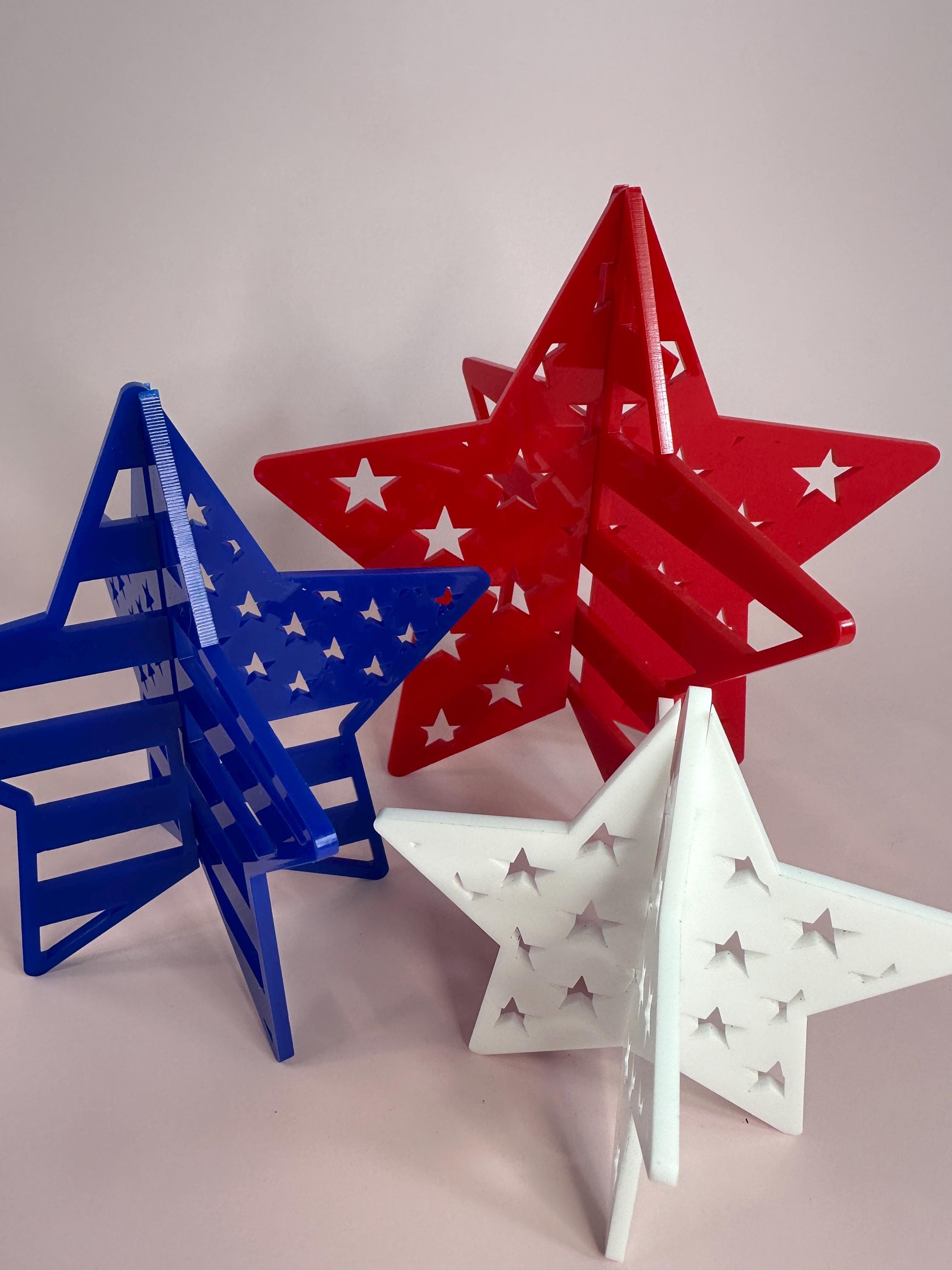 Red White & Blue Decor, Red White Blue Acrylic Stars, Patriotic Decor ...