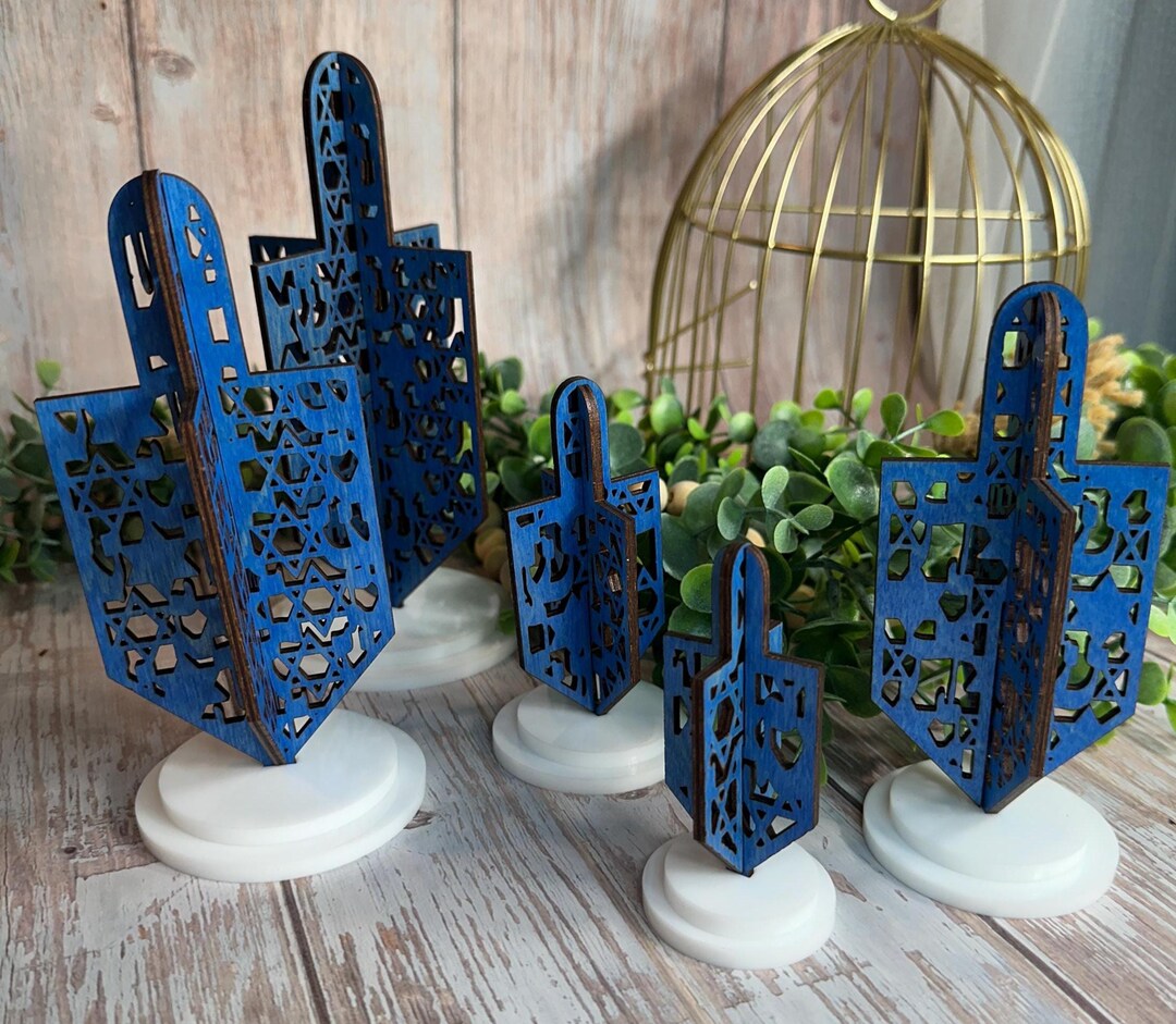 Dimensional Hanukkah Dreidel Display Set, Hanukkah Table Decor ...