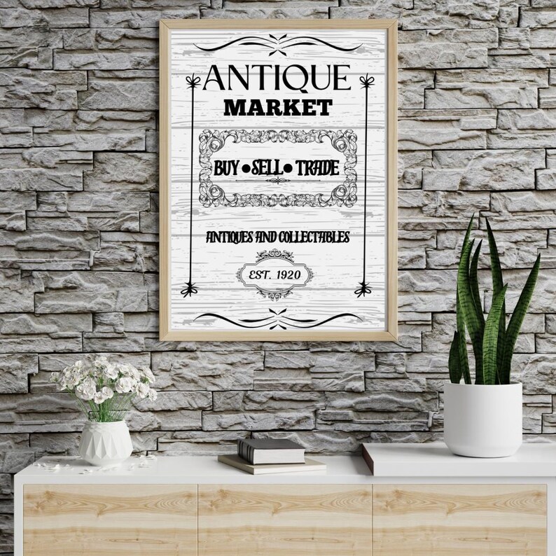 Vintage Antique Shop Sign Printable Art | Retro Wall Decor | Home ...