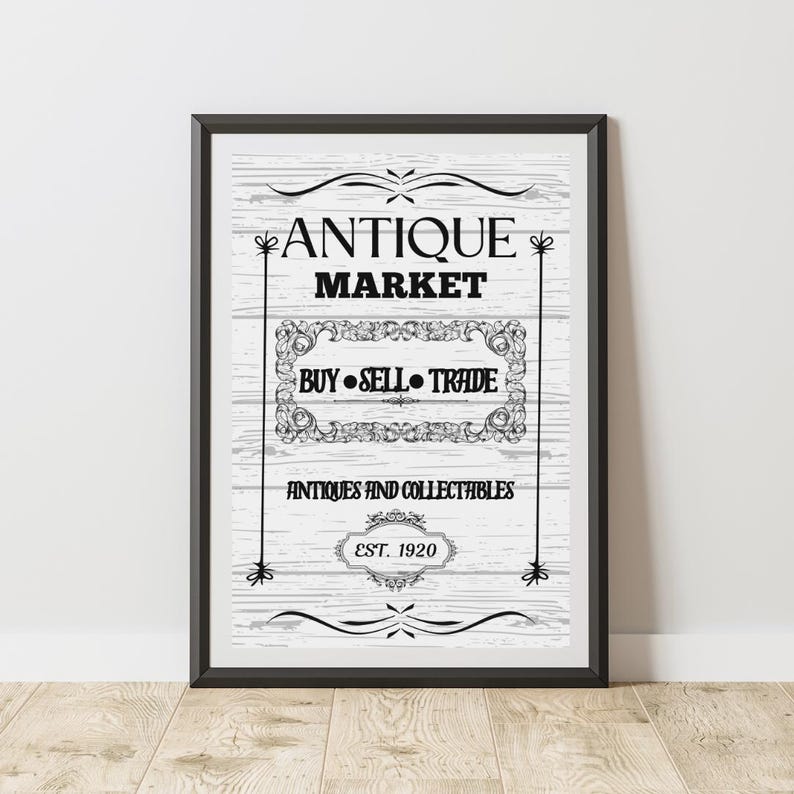 Vintage Antique Shop Sign Printable Art | Retro Wall Decor | Home ...