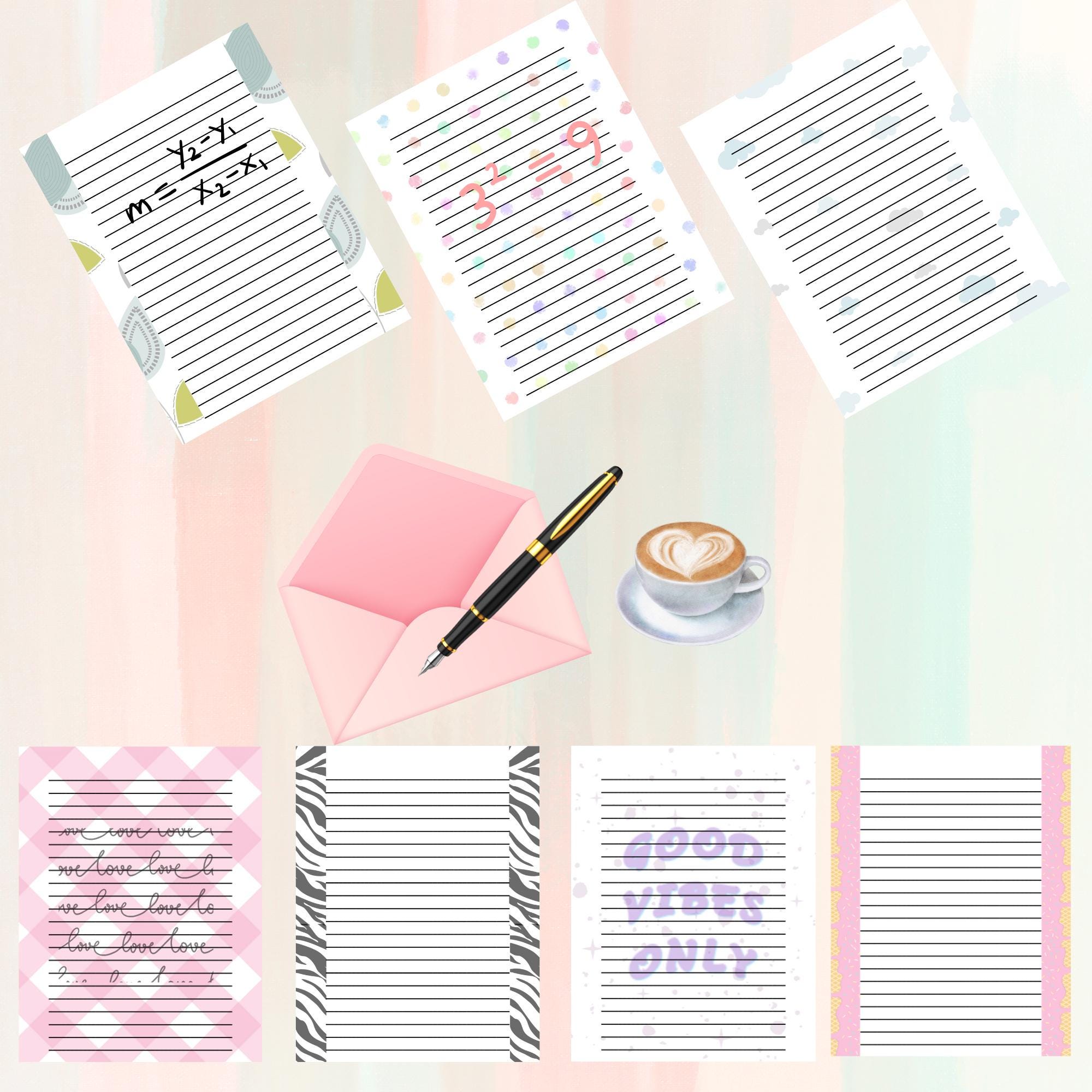 Printable Lined Note Paper Set | 25 Piece Cute Designs | Trendy ...