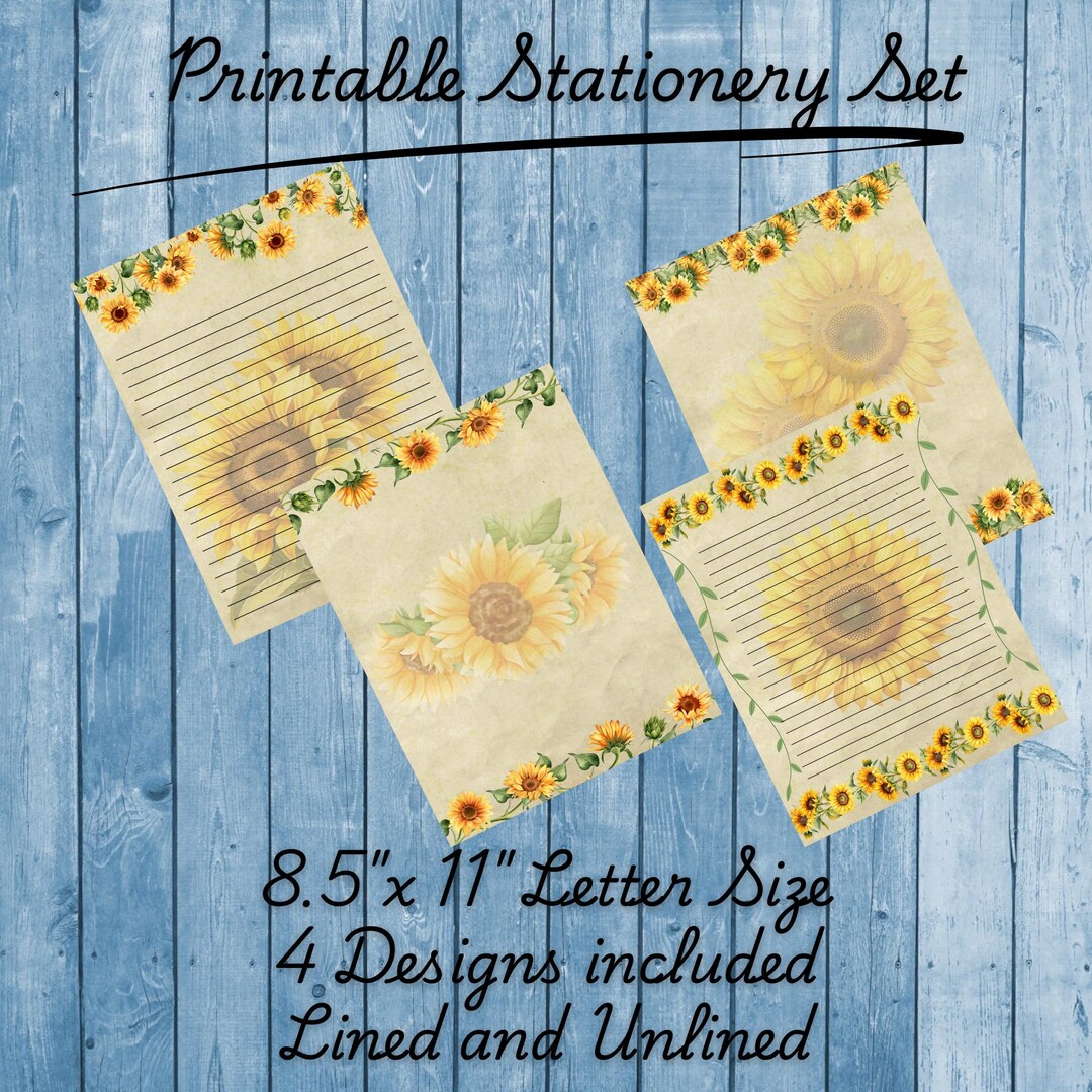 Sunflower Printable Stationery | Blank and Lined Paper | Sunflower ...