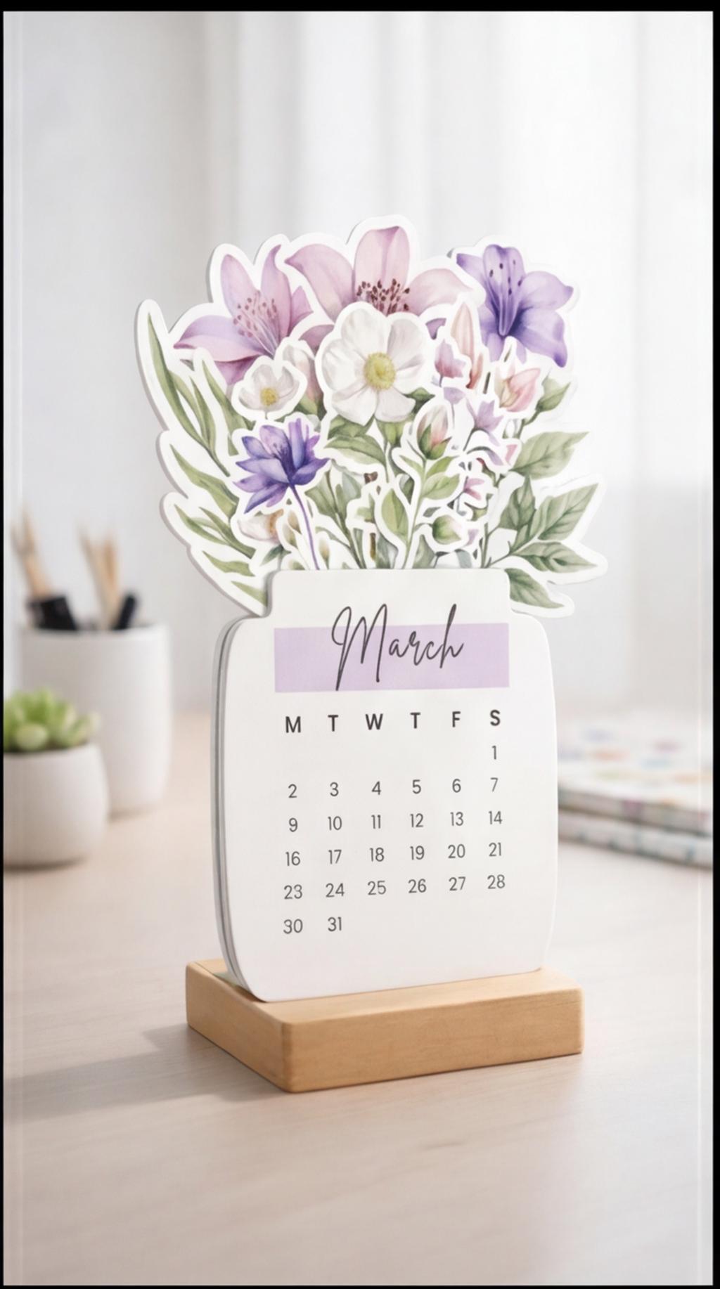 2026 Floral Calendar PNG Bundle Sunday Start | Minimal Boho Monthly ...