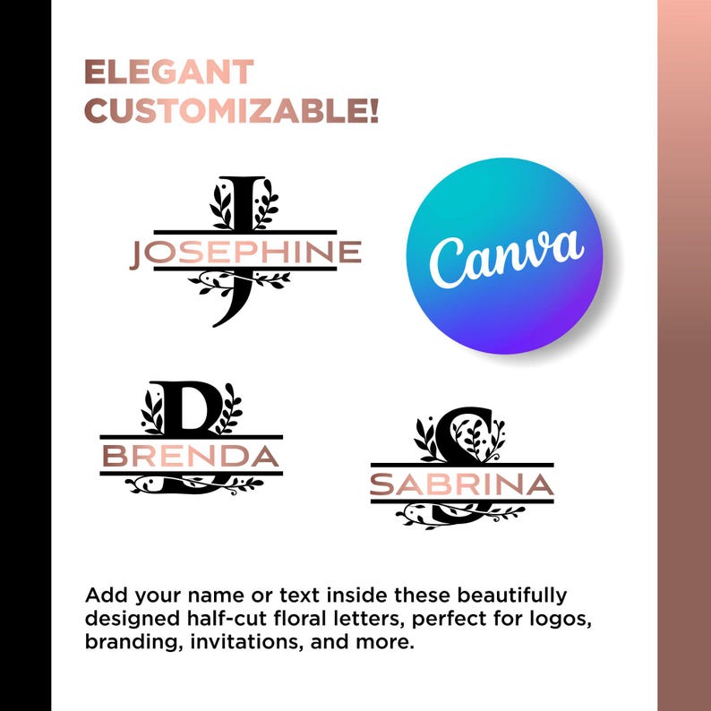 Monogram SVG, Alphabet SVG, Floral Split Monogram Svg, Decorative ...