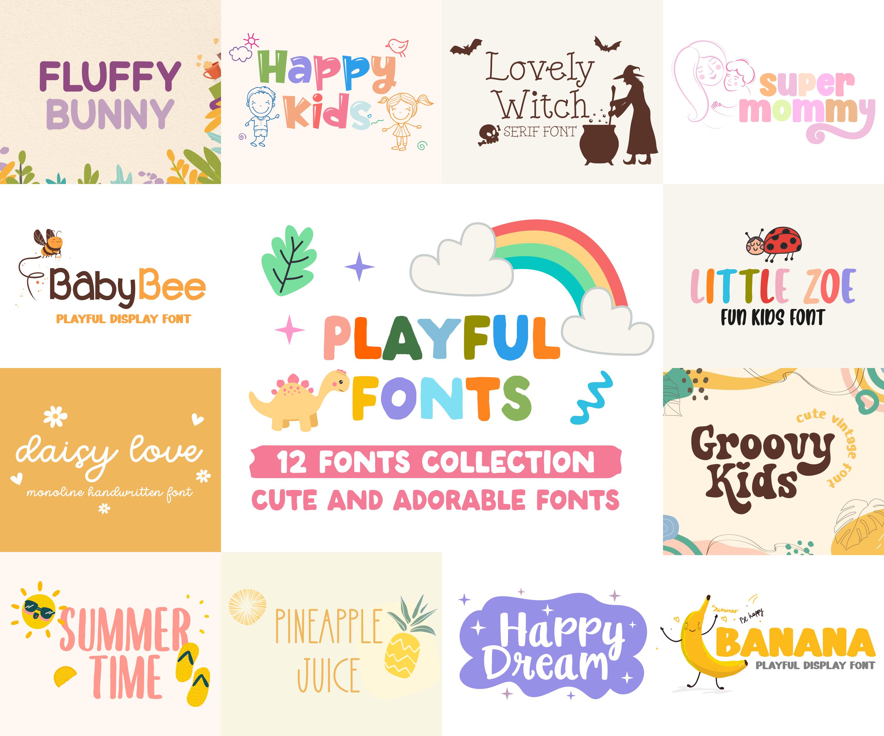 Playful Font Bundle, Cute Kids, Groovy Handwritten Fonts (OTF) - Etsy