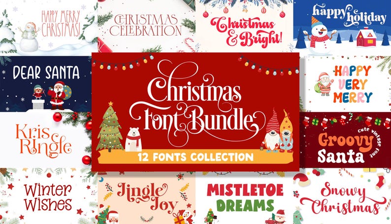 Christmas Font Bundle, Christmas Fonts, Handwritten and Serif Christmas ...