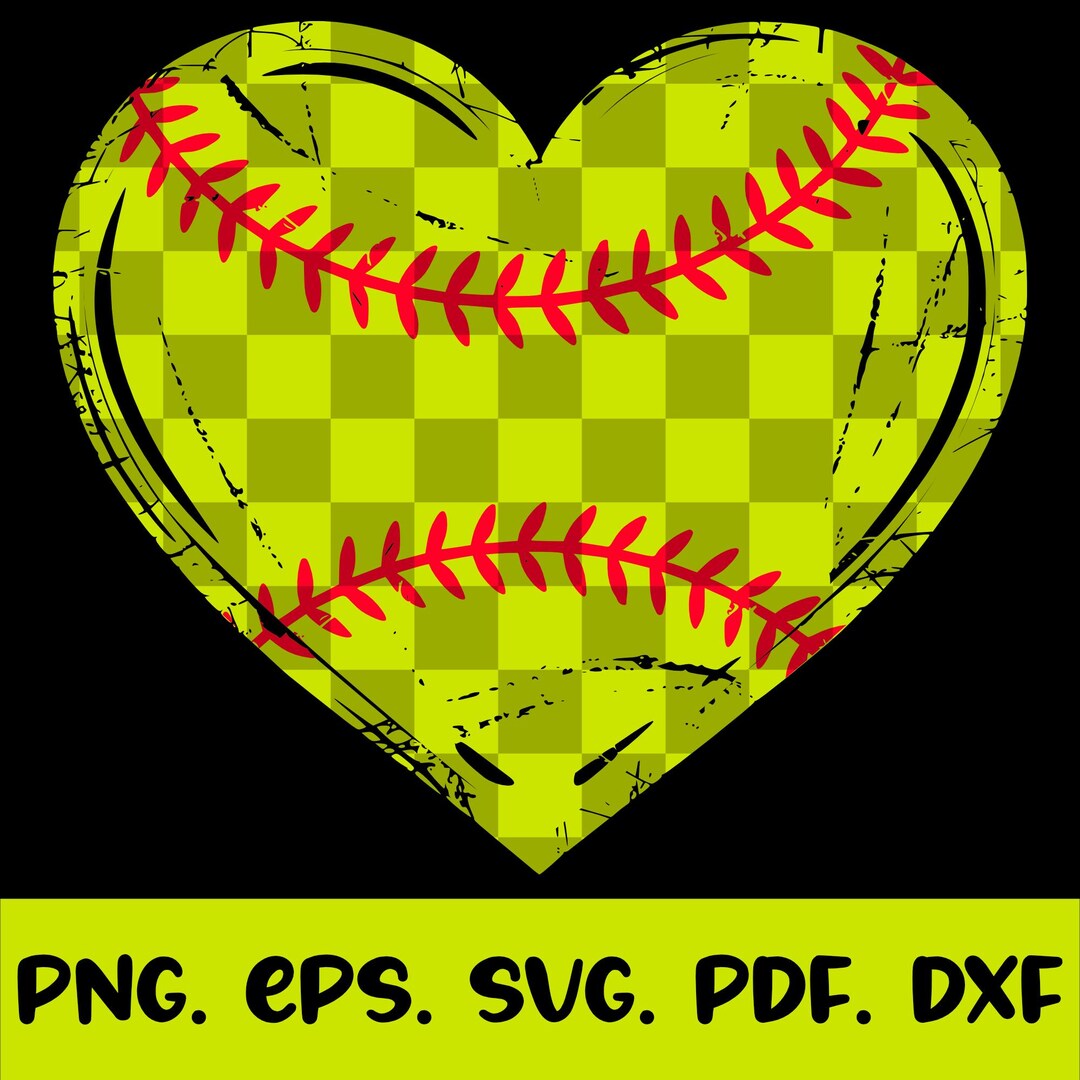 Distressed Softball Heart Svg, Baseball Heart Png, Eps, Dxf, Pdf ...