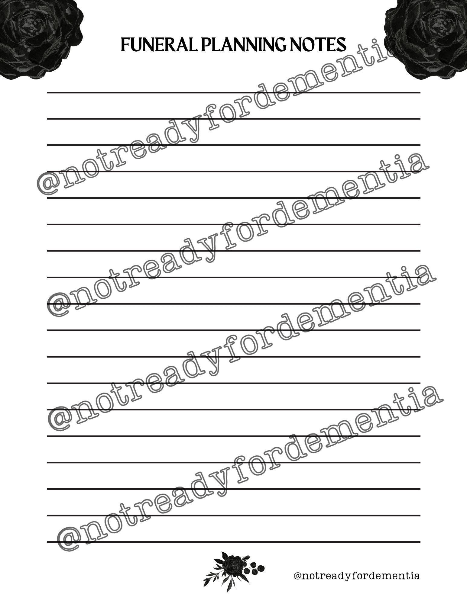 Funeral Planning Checklist - Printable Funeral Planning Checklist ...