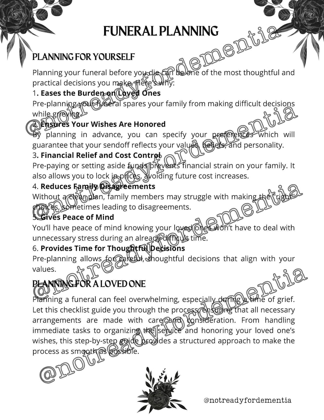 Funeral Planning Checklist - Printable Funeral Planning Checklist ...