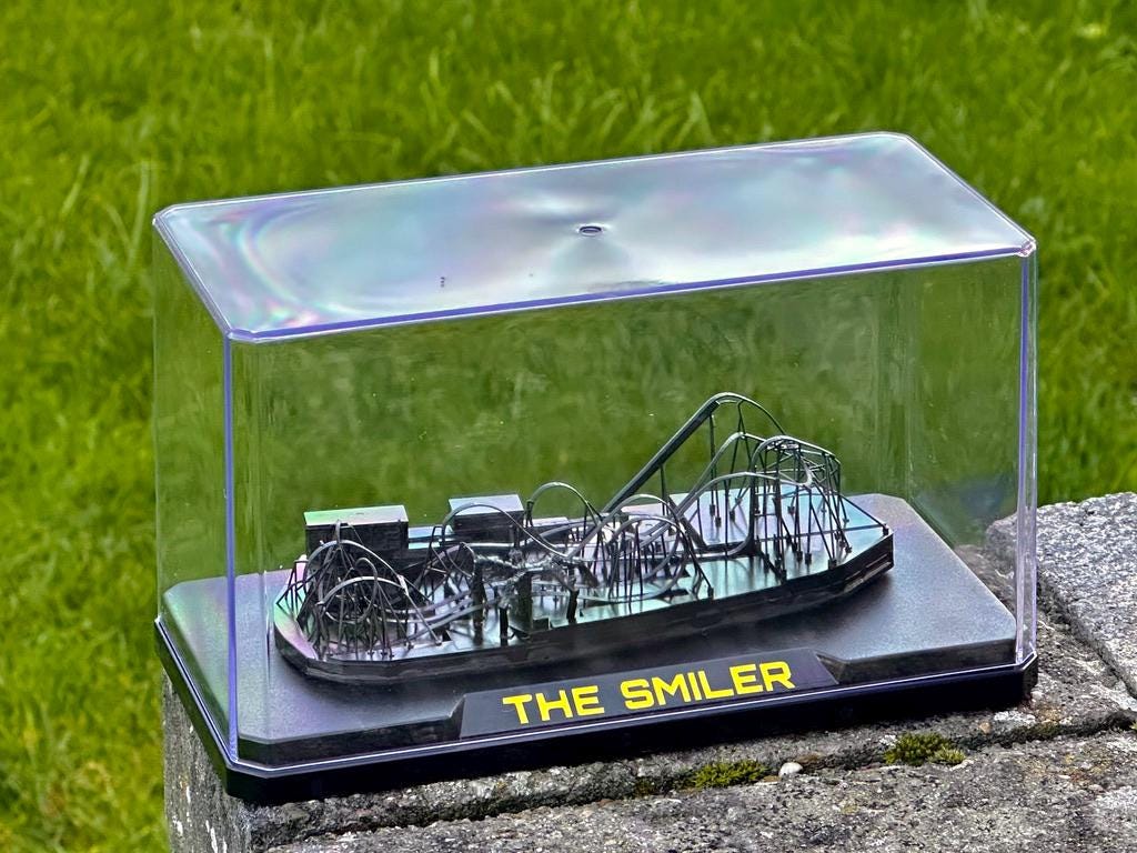 THE SMILER Mini Roller Coaster Model Diorama With Display Case Alton ...