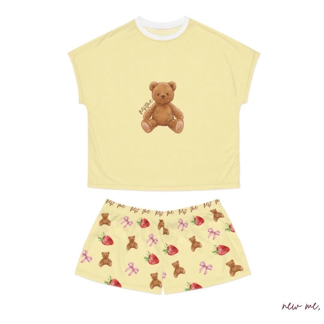Teddy Berry Short Pajama Set, Cute New Me Sleepwear, Women's Pajamas ...