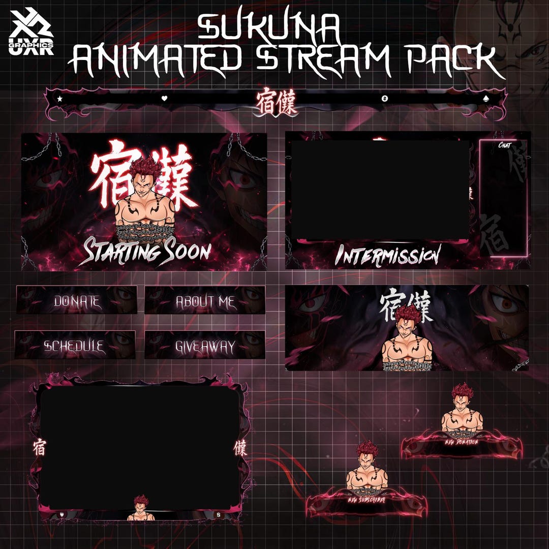Sukuna Anime Twitch Overlays | Jujutsu Kaisen Inspired Animated Stream ...
