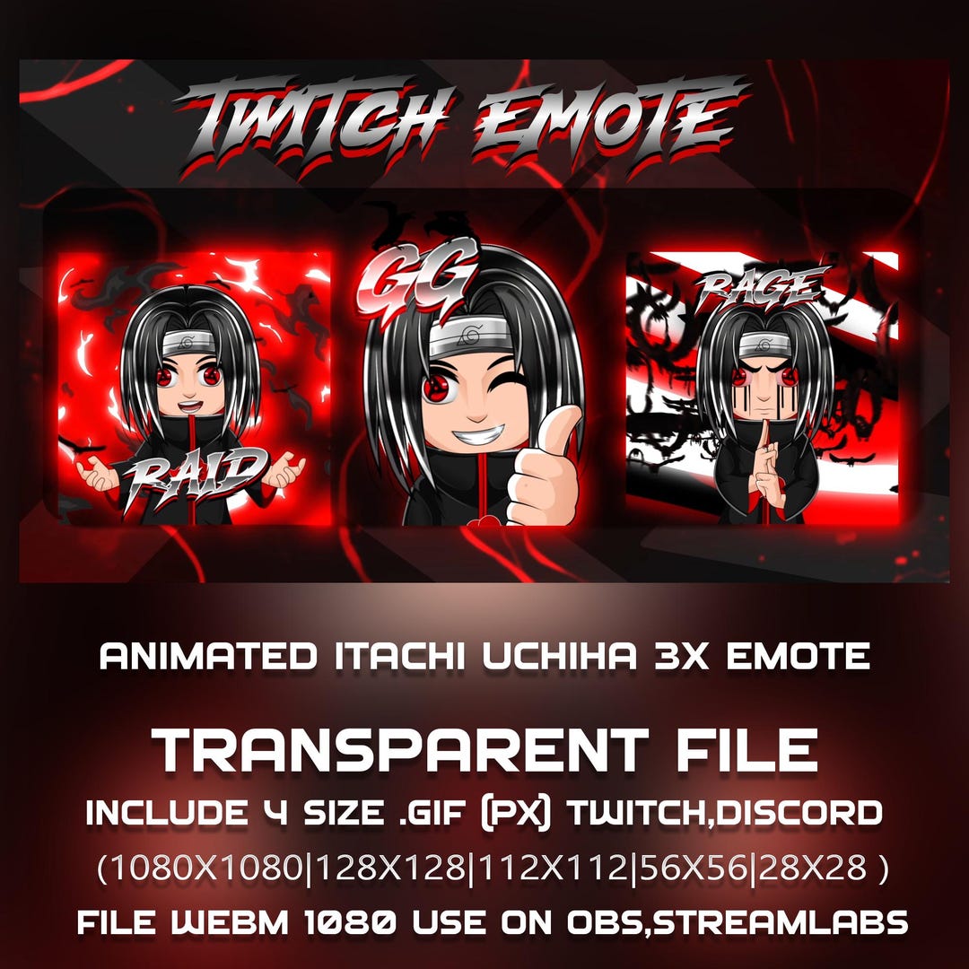 Animated Itachi Uchiha Emote Pack - Anime Twitch Emotes, Discord Emotes ...