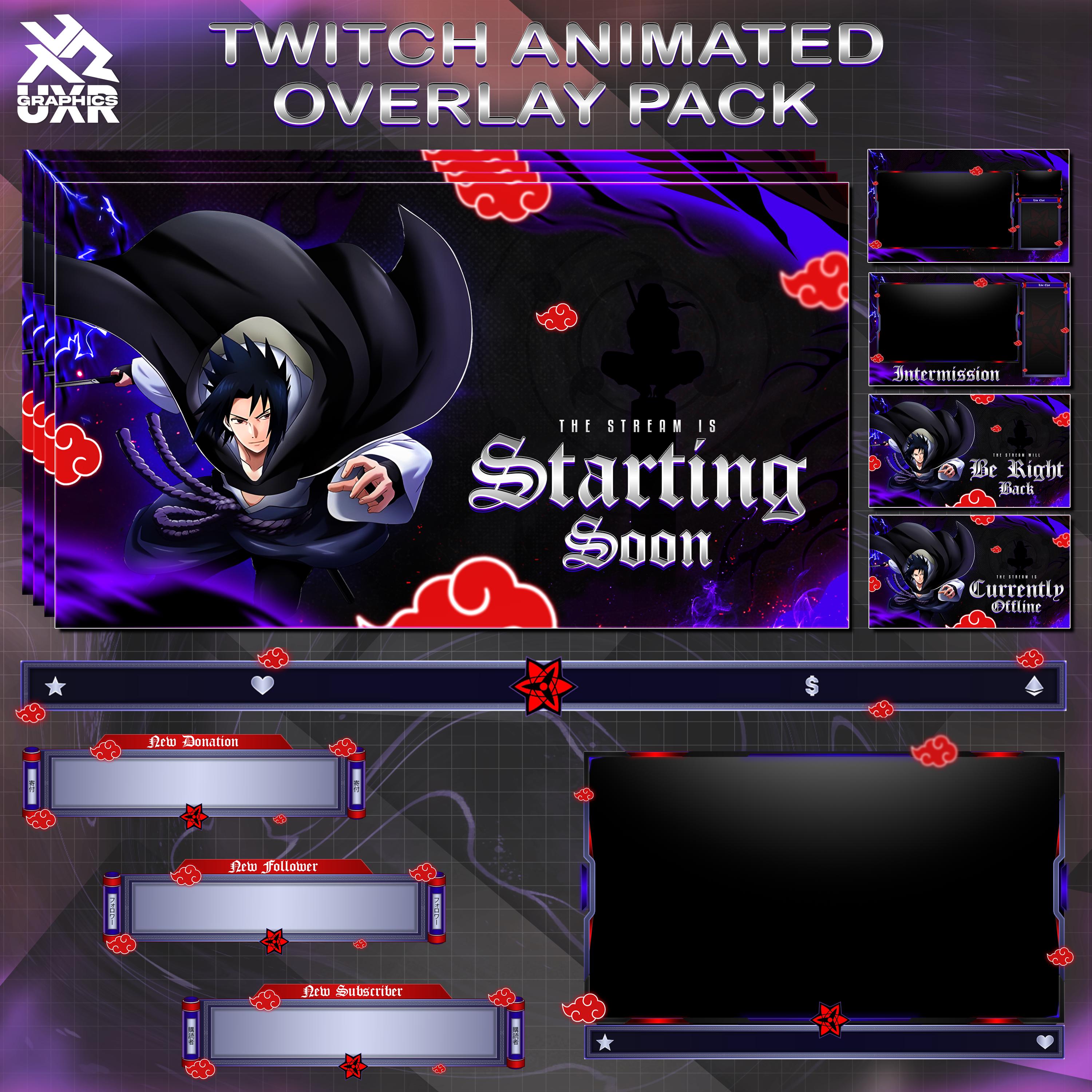 Anime Rogue Ninja Twitch Overlay Pack | Dark Red Spiral Eye | Lightning ...