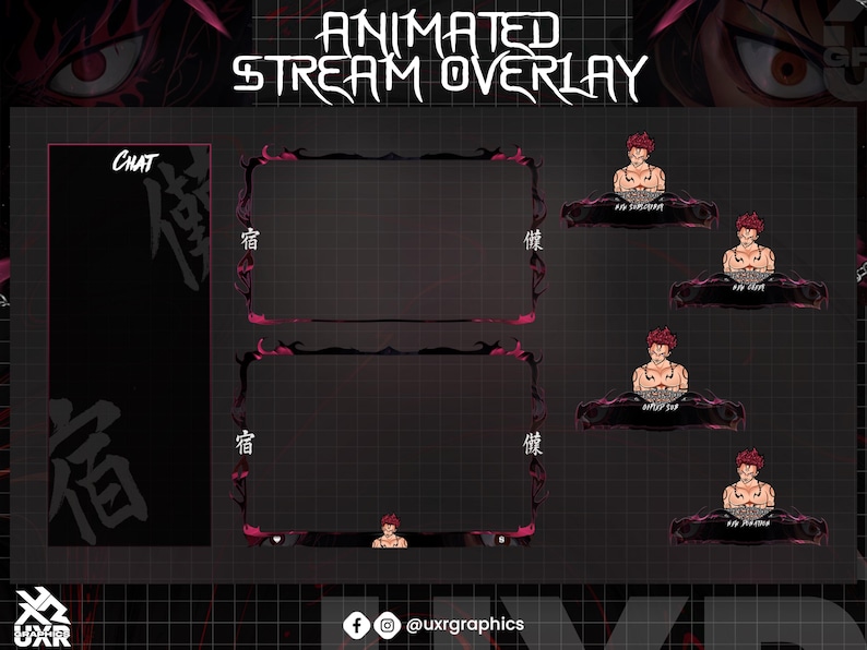 Sukuna Anime Twitch Overlays | Jujutsu Kaisen Inspired Animated Stream ...