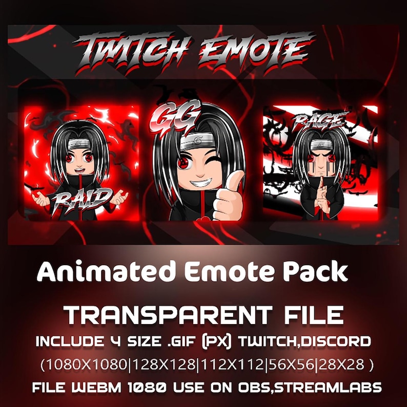 Crow Ninja Animated Emote Pack | Dark Chibi Style Twitch & Discord ...