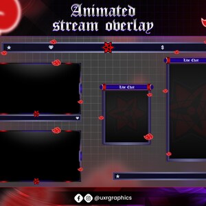 Anime Rogue Ninja Twitch Overlay Pack | Dark Red Spiral Eye | Lightning ...