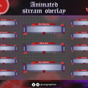Anime Rogue Ninja Twitch Overlay Pack | Dark Red Spiral Eye | Lightning ...