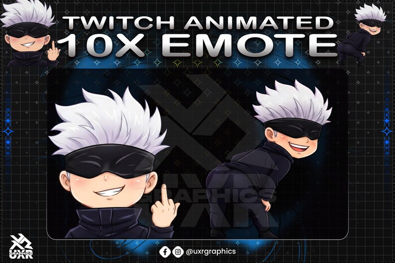 Mystic Blue Anime Animated Chibi Emotes Pack | Vtuber Emotes for Twitch ...