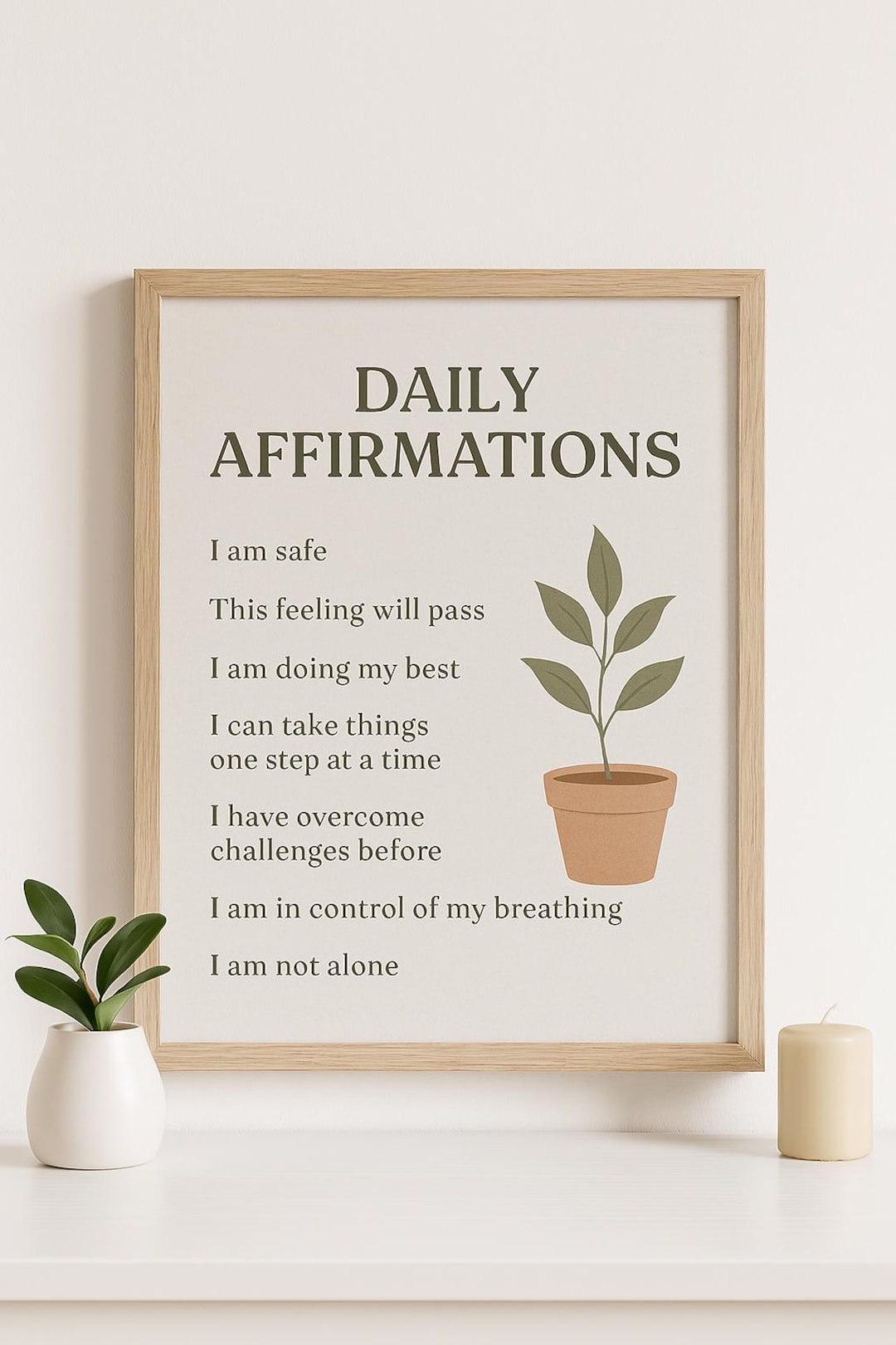 Daily Affirmations | Therapy Printable Poster | Neutral Mental Health ...