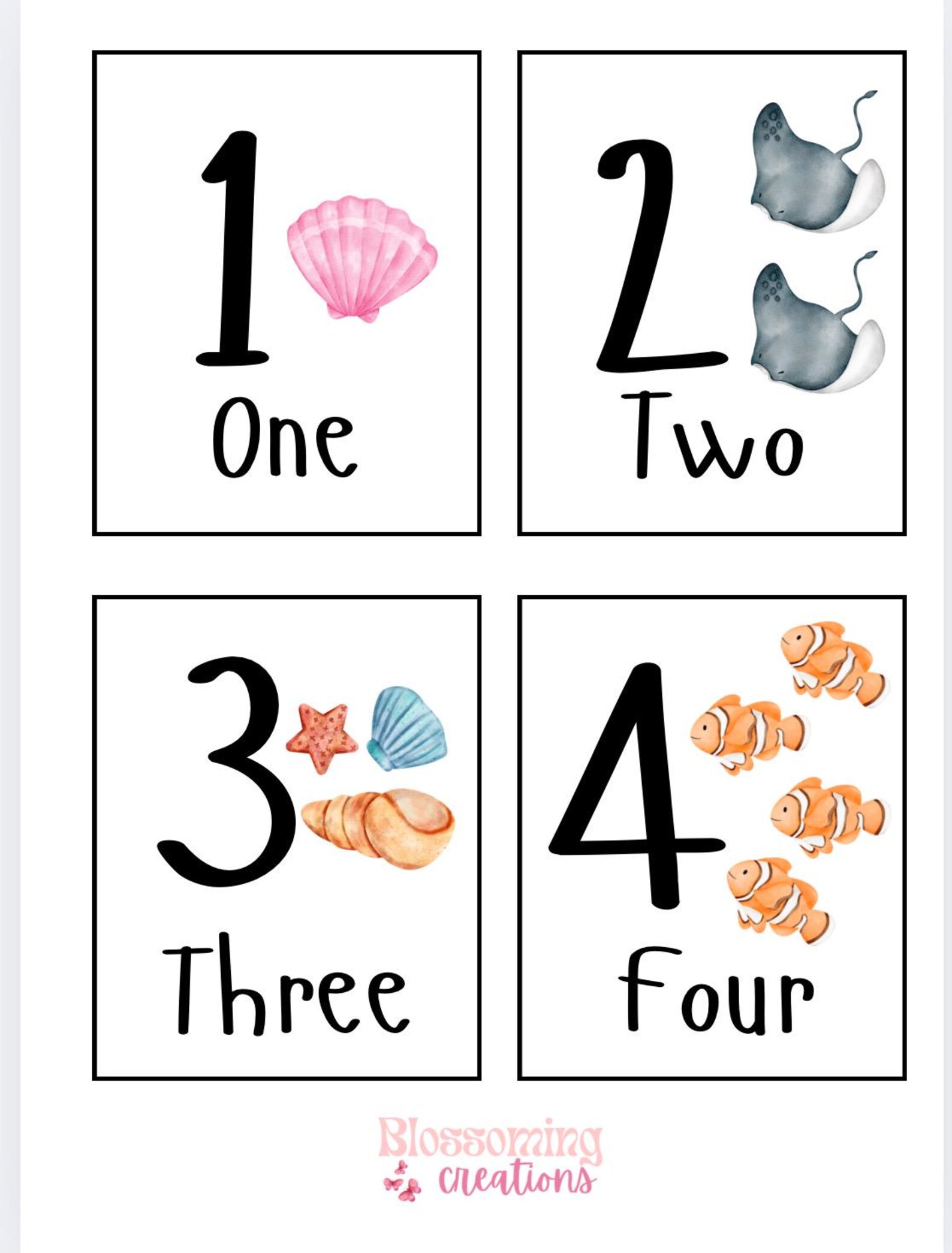 Ocean Number Cards 1-20: Classroom Math Display (digital Download) - Etsy