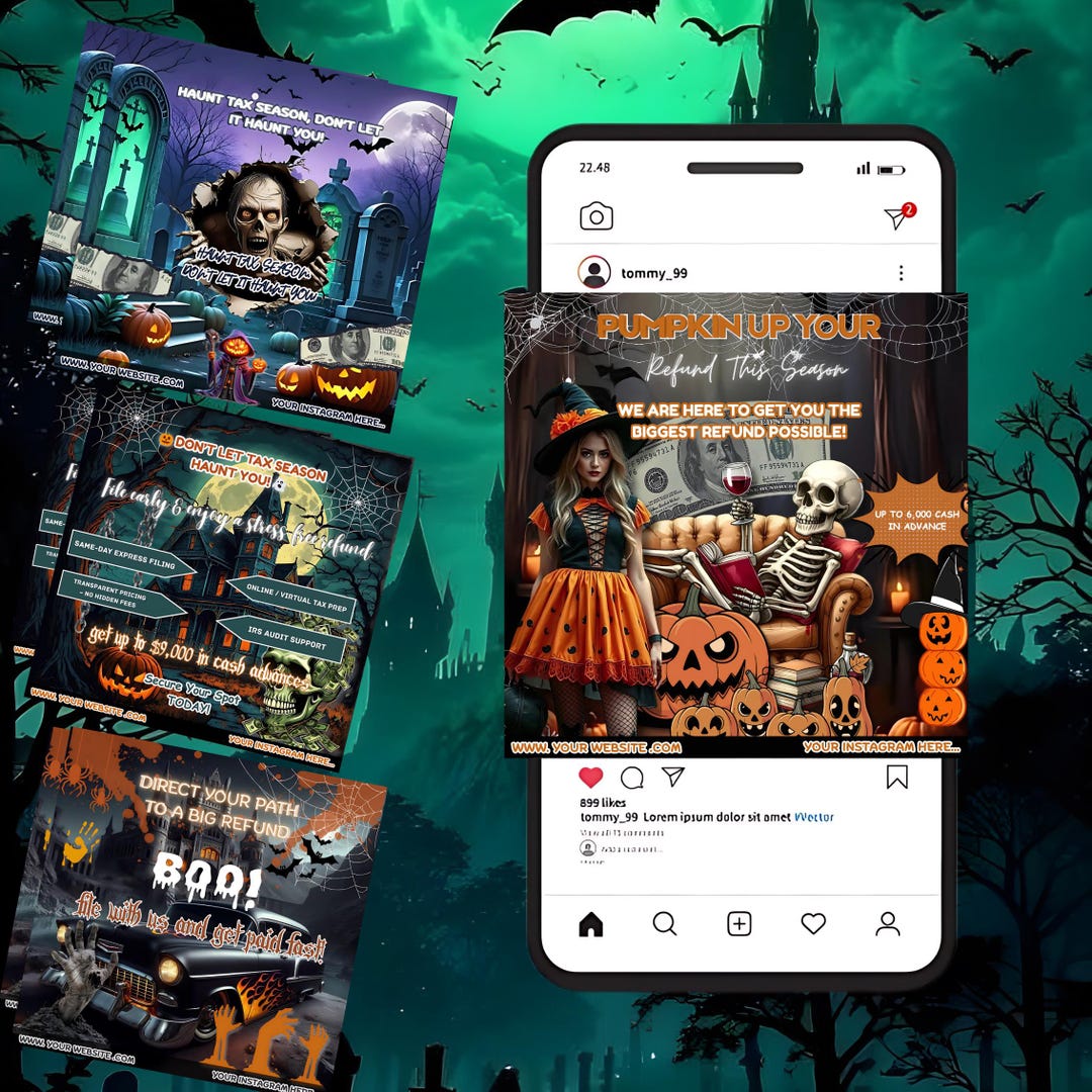 Halloween Tax Prep Flyer Templates | Tax Season 2025 | Tax Prep ...