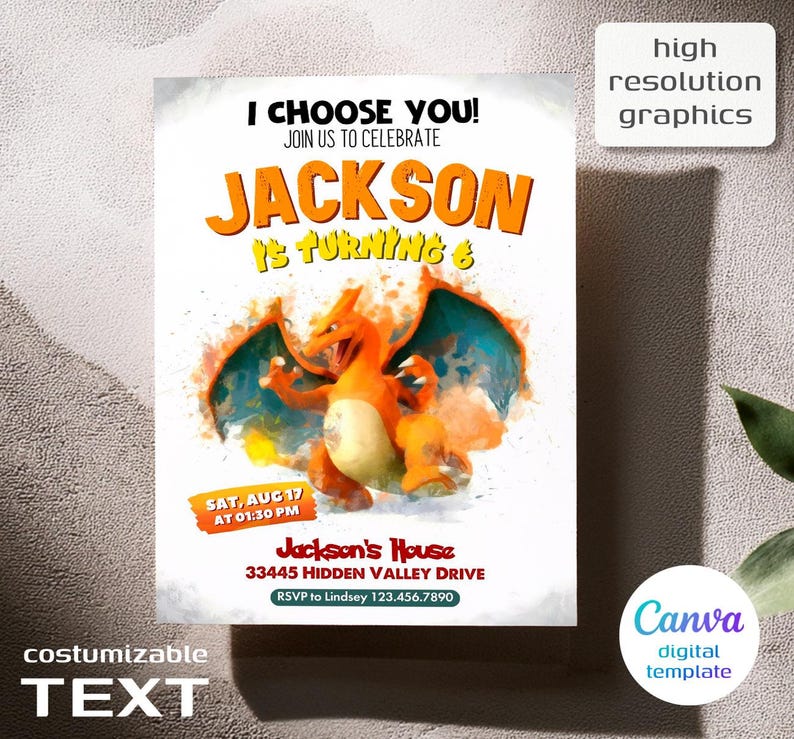 Pokemon Birthday VMAX Invite Template, Pokemone Birthday Invite ...