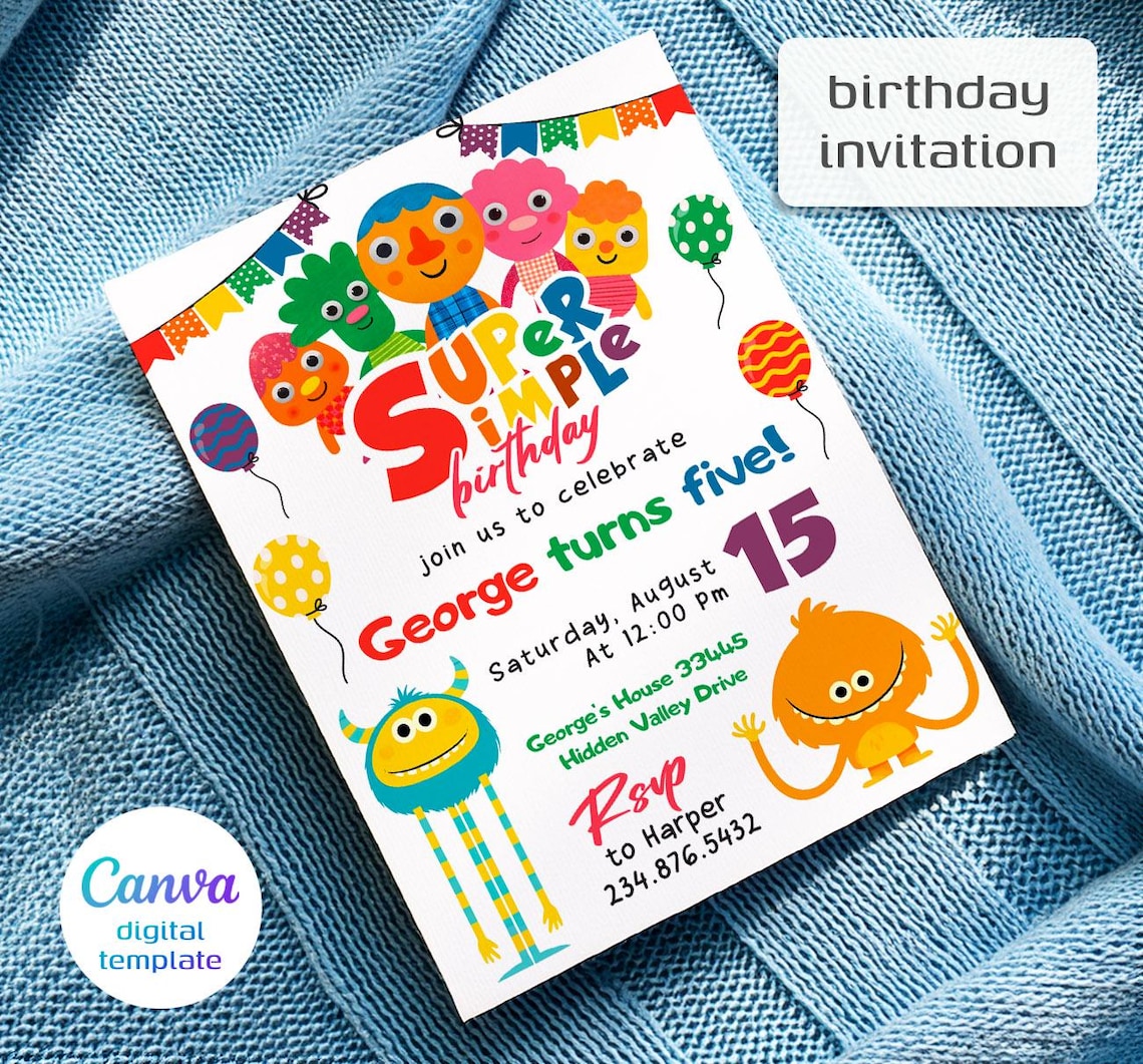 Printable Super Simple Songs Invitation, Music First Party, Editable ...