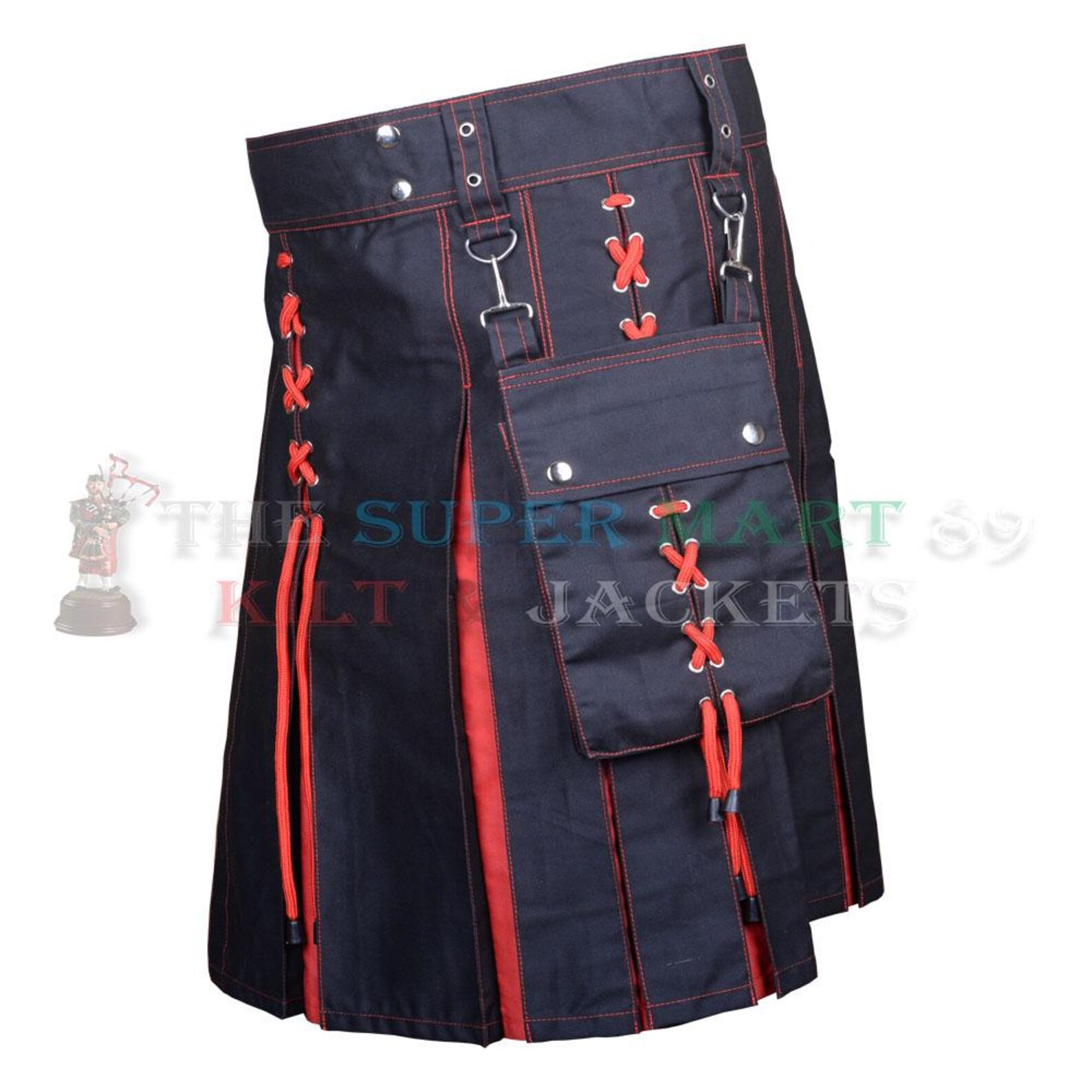 Cotton Utility Kilt: Handmade Scottish Hybrid With Orange Pleats - Etsy