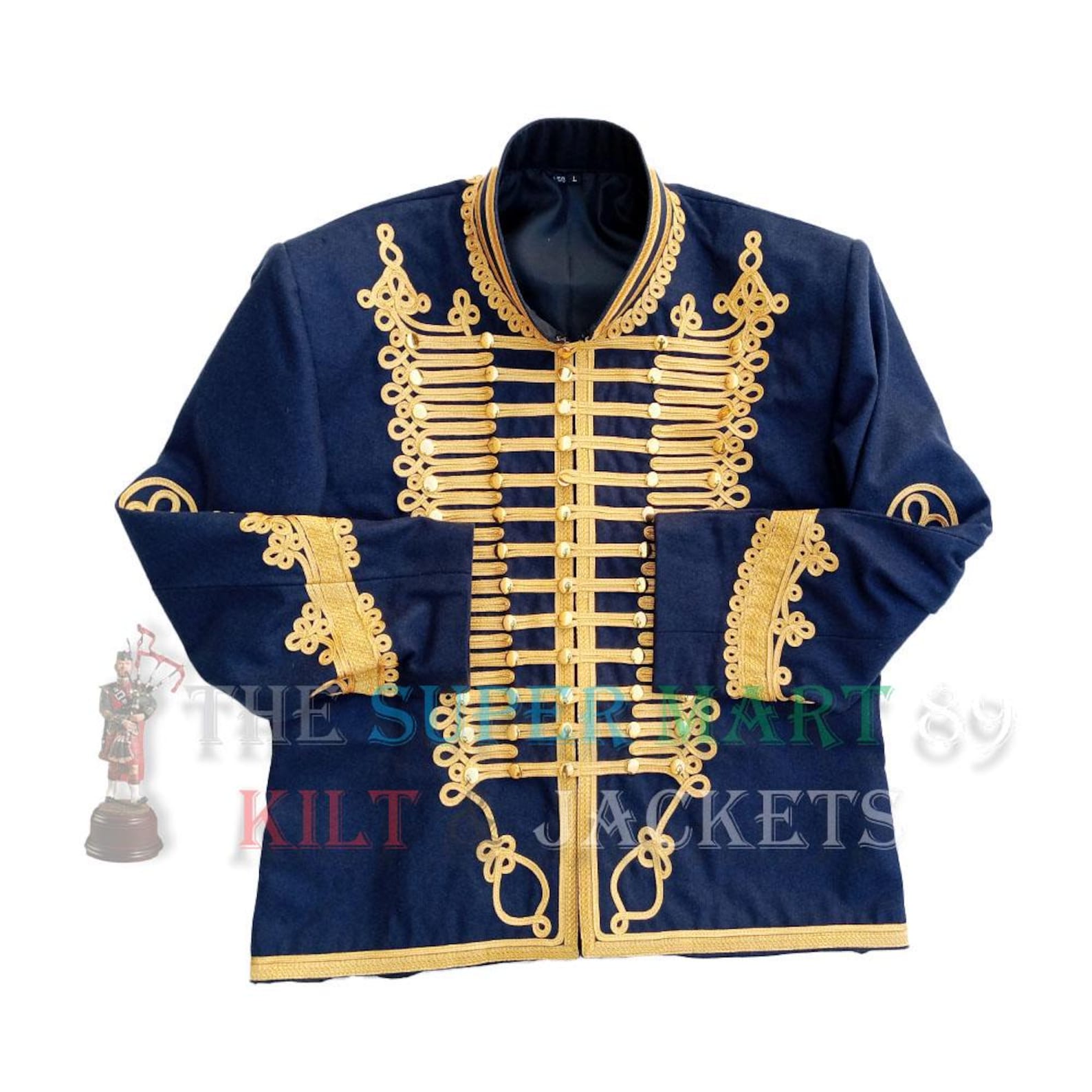Men's Blue Napoleonic Hussar Pelisse Jacket – Military Style Uniform ...