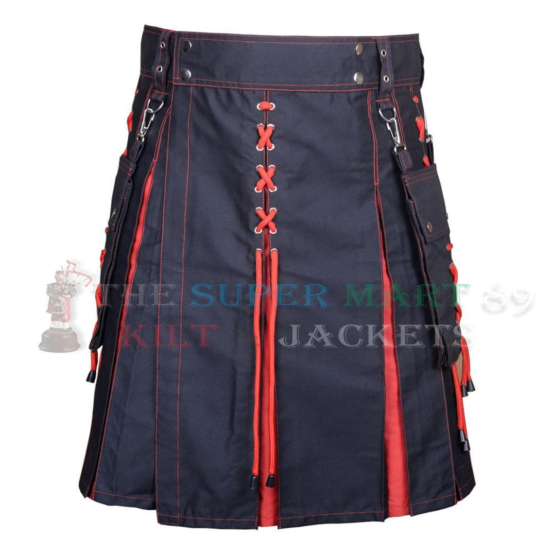 100% Cotton Jeans Kilts Scottish Hybrid Laces Kilt - Handmade Utility ...