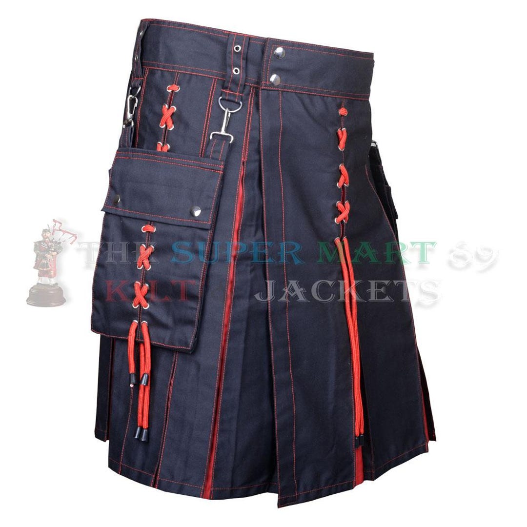 Cotton Utility Kilt: Handmade Scottish Hybrid With Orange Pleats - Etsy