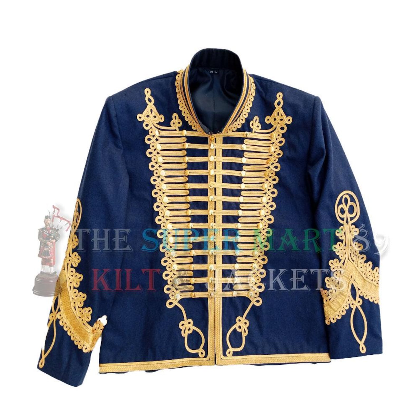 Men's Blue Napoleonic Hussar Pelisse Jacket – Military Style Uniform ...
