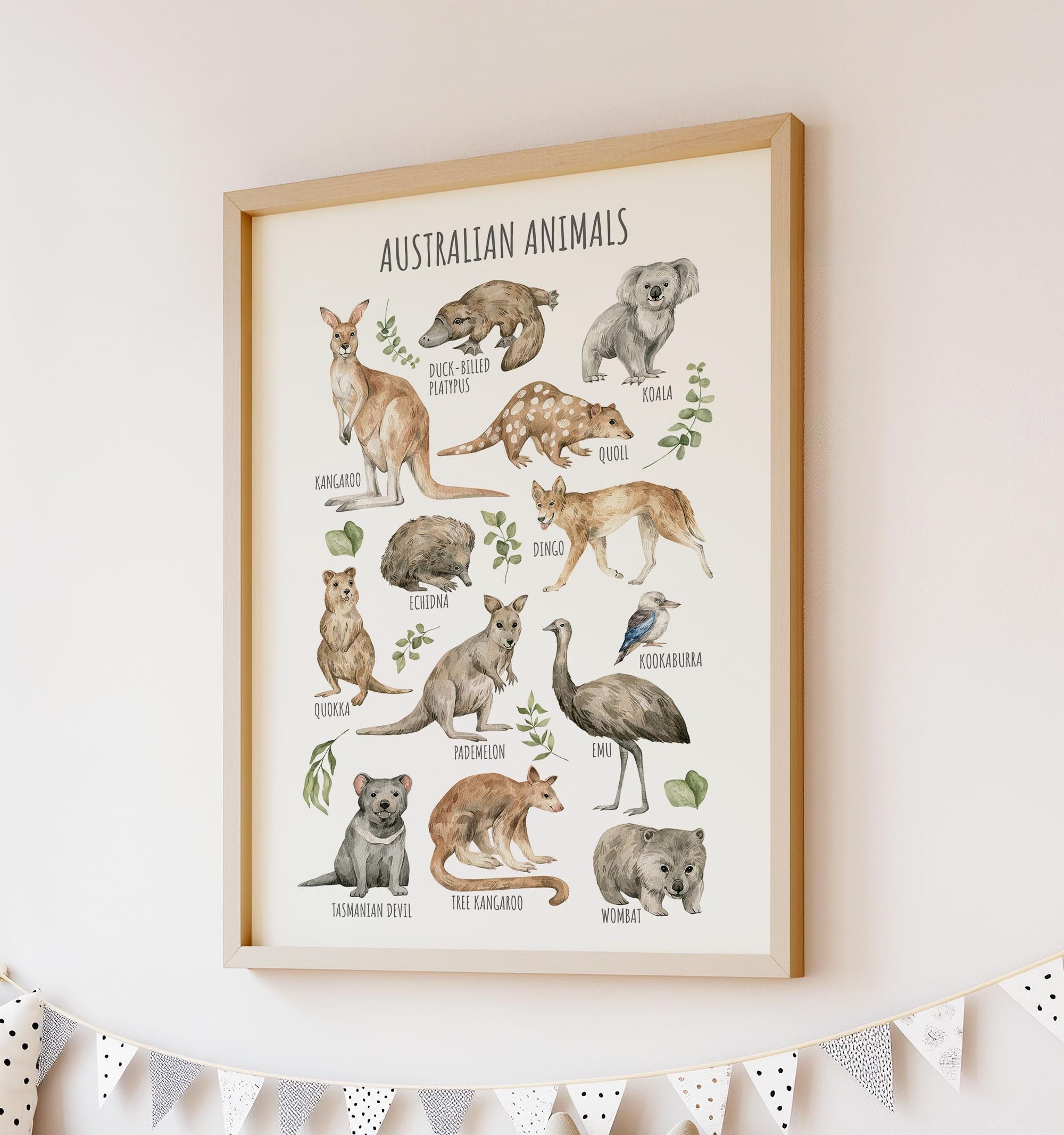 Printable Australian Animals Wall Art, Aus Animal Nursery Art, Kids ...