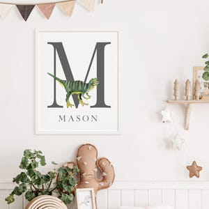Dinosaur Boy's Room Art, Dino Monogram Poster, T Rex Prints, Printable ...