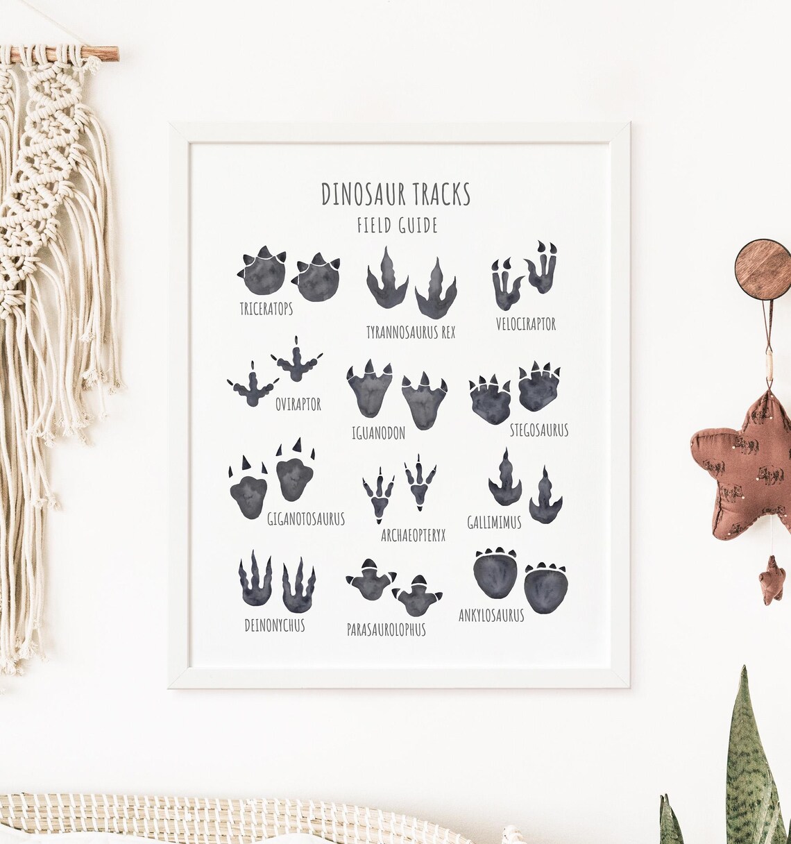Dinosaur Tracks Wall Art, Printable Dinosaur Footprints Poster ...
