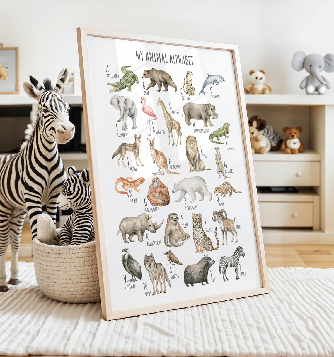 Animal Alphabet Poster, Printable Animal Alphabet Wall Art, Animal A ...
