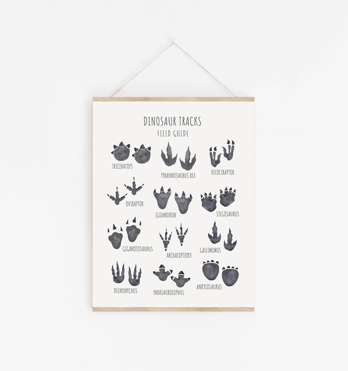 Dinosaur Tracks Wall Art, Printable Dinosaur Footprints Poster, Dino ...