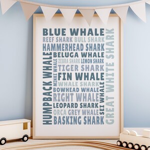 Whale Shark Wall Art, Printable Ocean Animals Room Decor, Shark ...