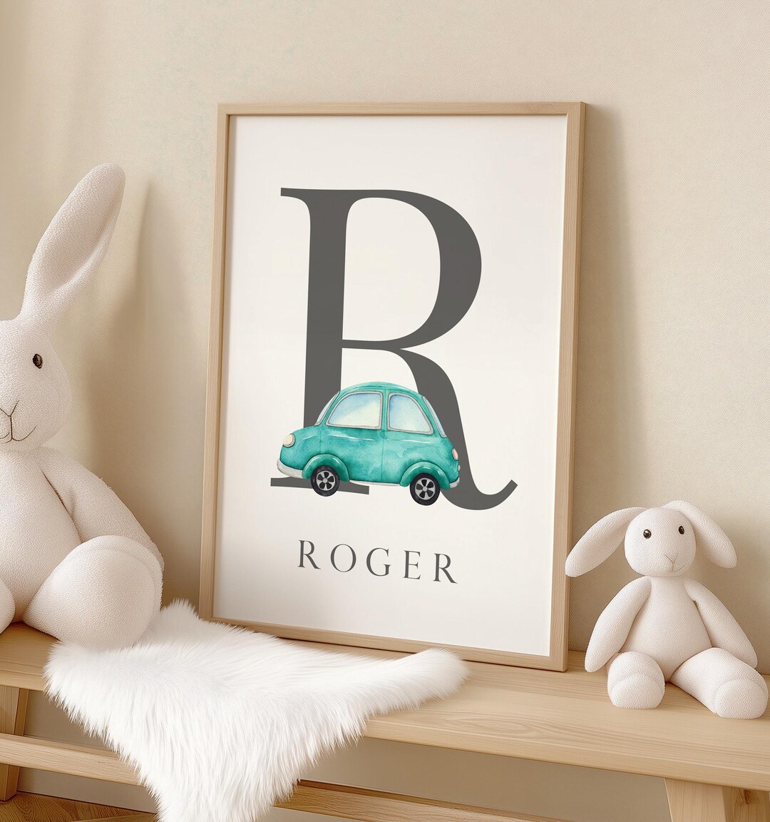 Vehicle Nursery Wall Art, Printable Kids Road Transport Monogram Poster ...