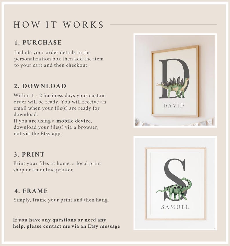 Dinosaur Monogram Art, Printable Dinosaur Name Sign, Initial Print ...
