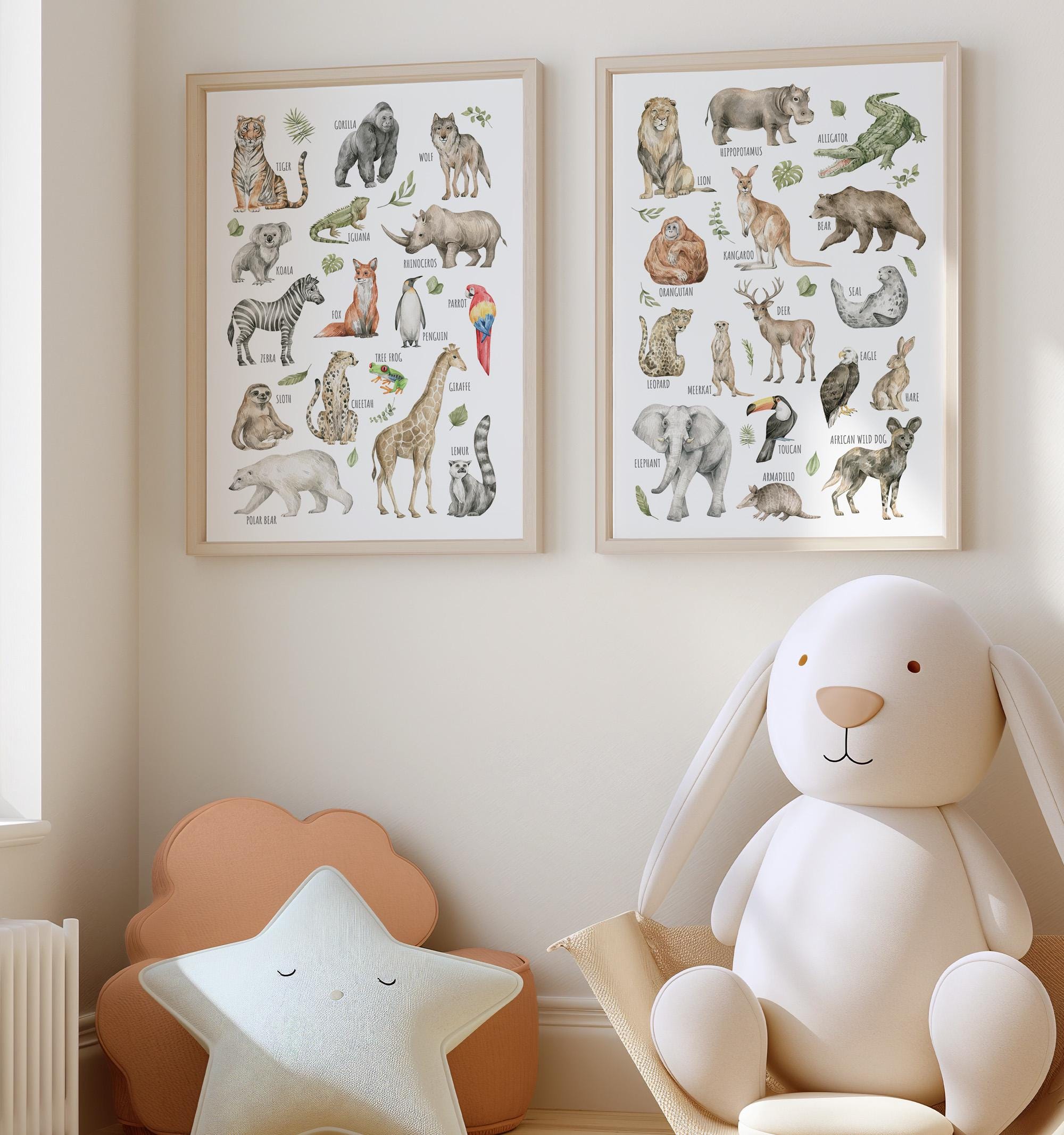 Animal Posters Printable Animal Wall Art, Animal Species Nursery Art ...