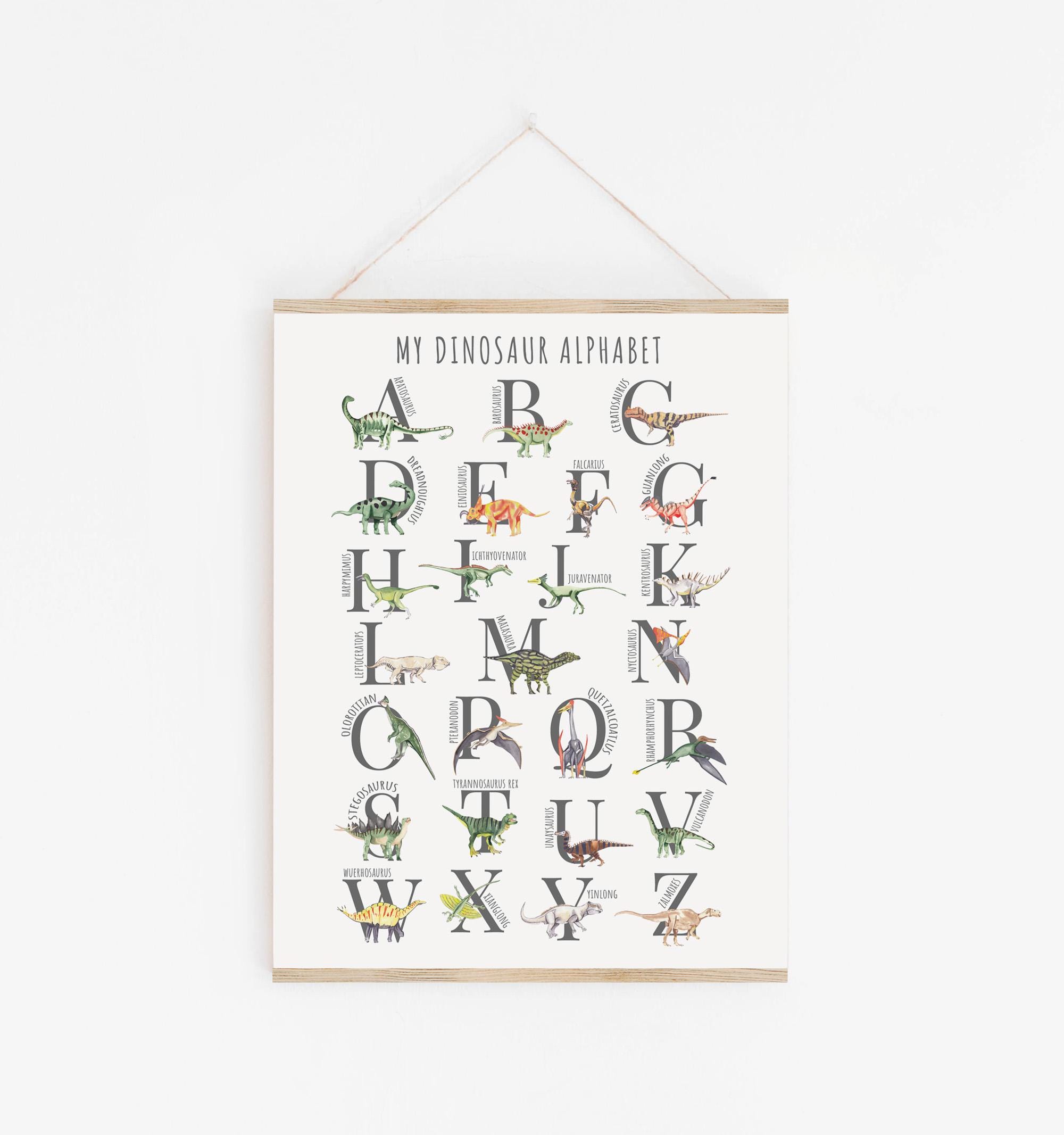 Dinosaur Alphabet Wall Art, Printable Dinosaur Poster, Dinosaur A - Z ...