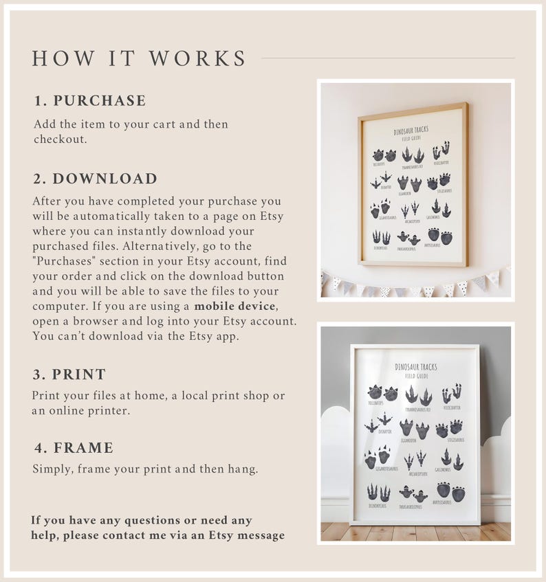 Dinosaur Tracks Wall Art, Printable Dinosaur Footprints Poster ...