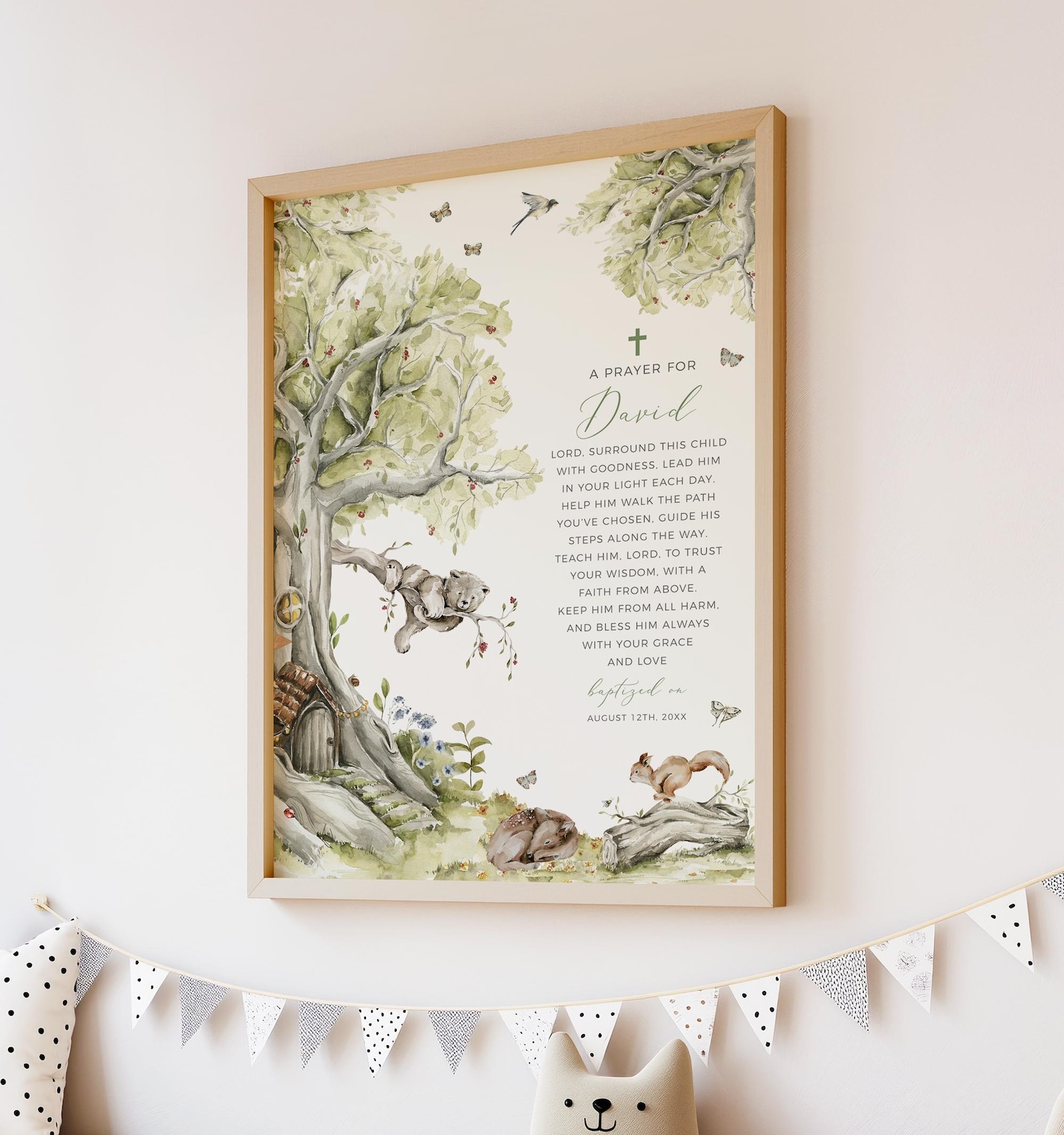 Woodland Animals Baptism Gift Boy, Christening Prayer Sign, Printable ...