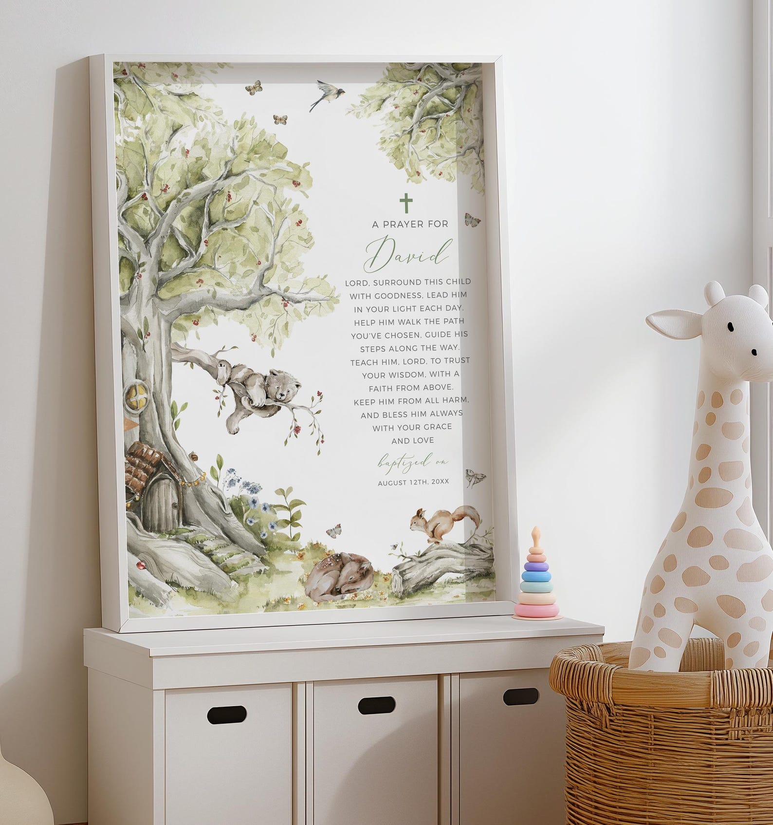 Woodland Animals Baptism Gift Boy, Christening Prayer Sign, Printable ...