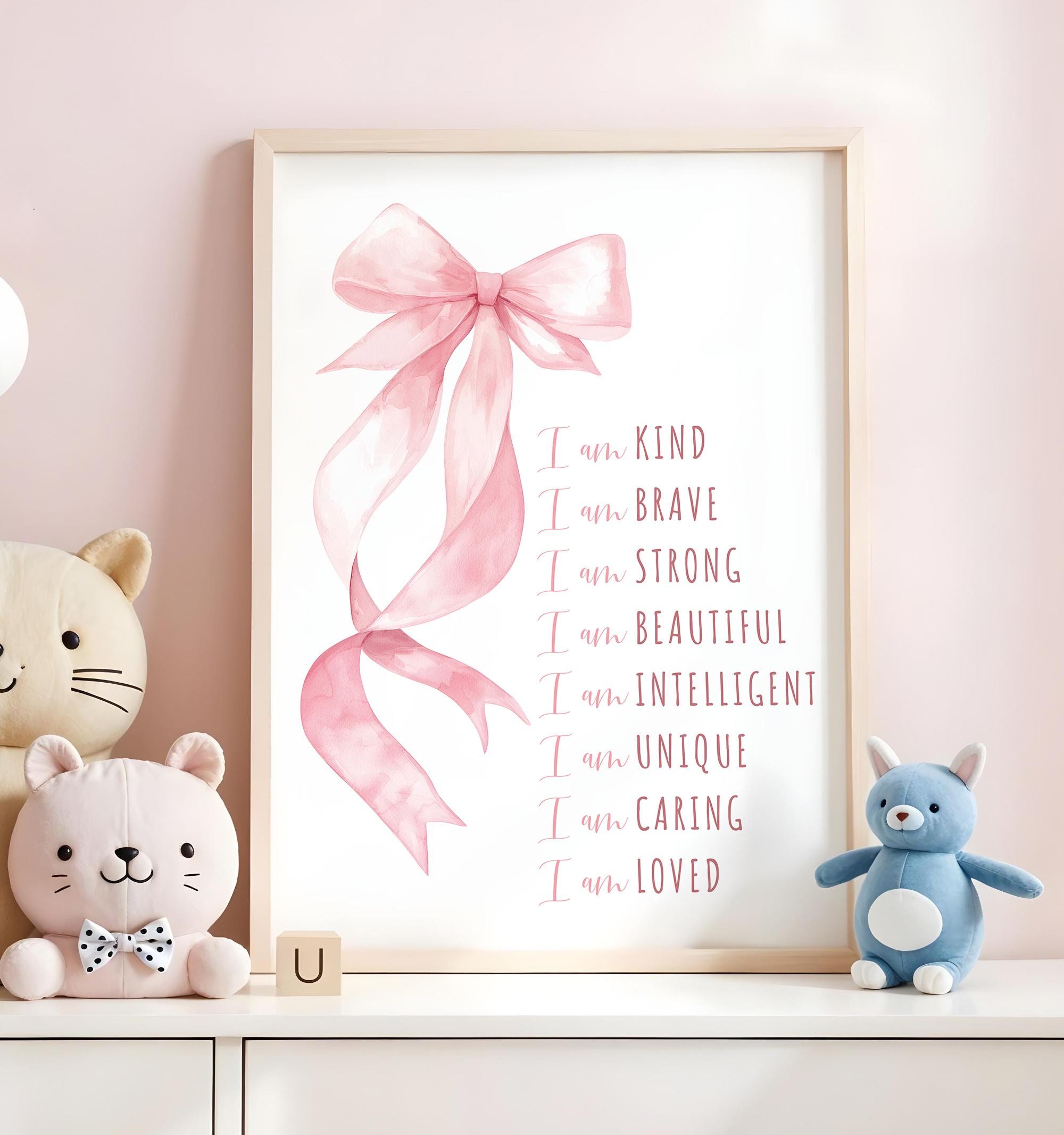 Pink Bow Positive Affirmations Print for a Girl, Printable ...