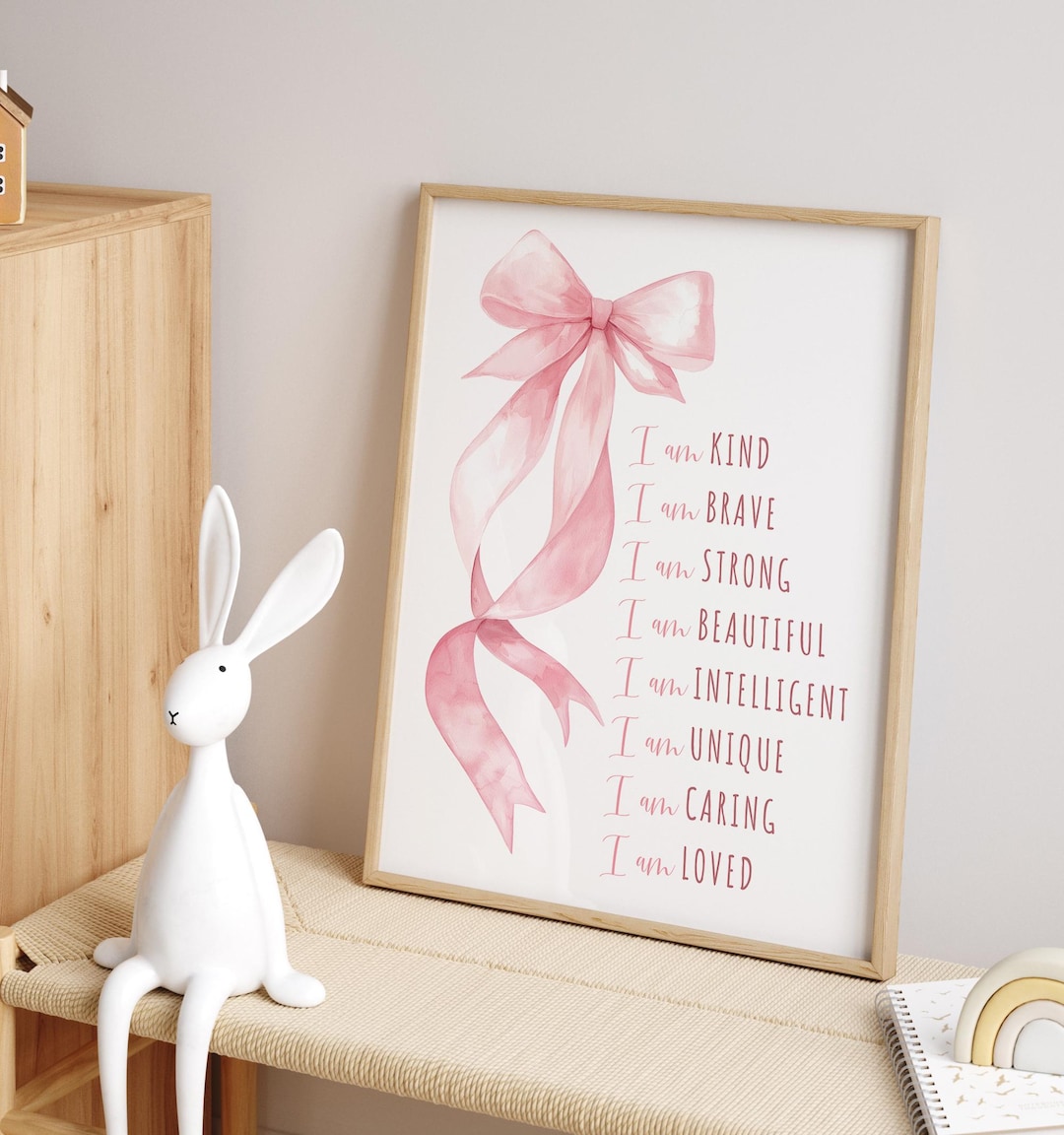 Pink Bow Positive Affirmations Print for a Girl, Printable ...